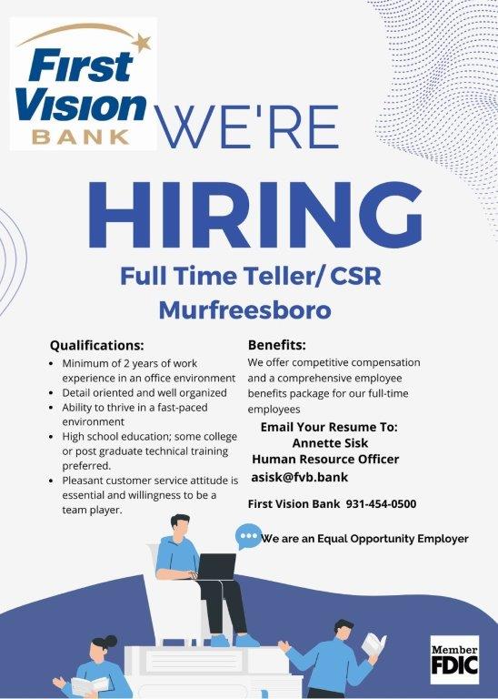 FV Career Oppertunities | First Vision Bank